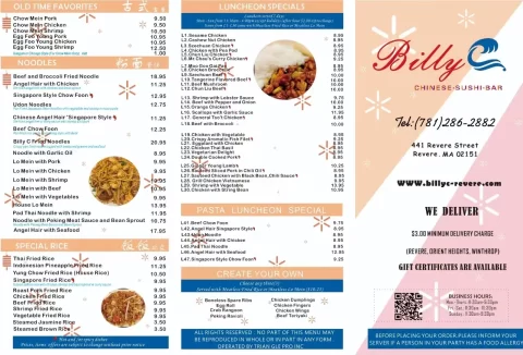 Menu - Billy Tse